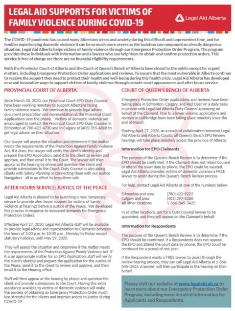 Legal Aid Supports during COVID-19 | Maskwacis Health